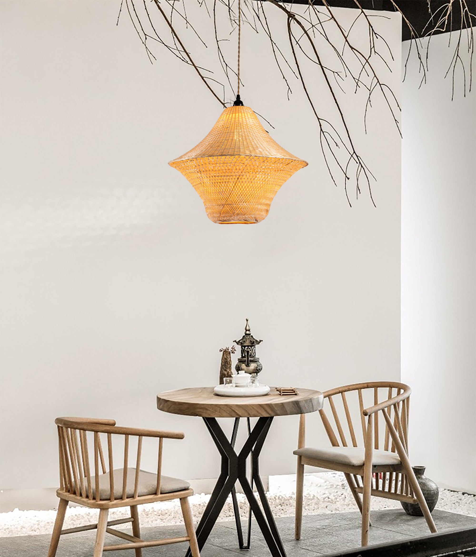 This geometric rattan pendant light is a perfect for the kitchen, dining room, living room ...
