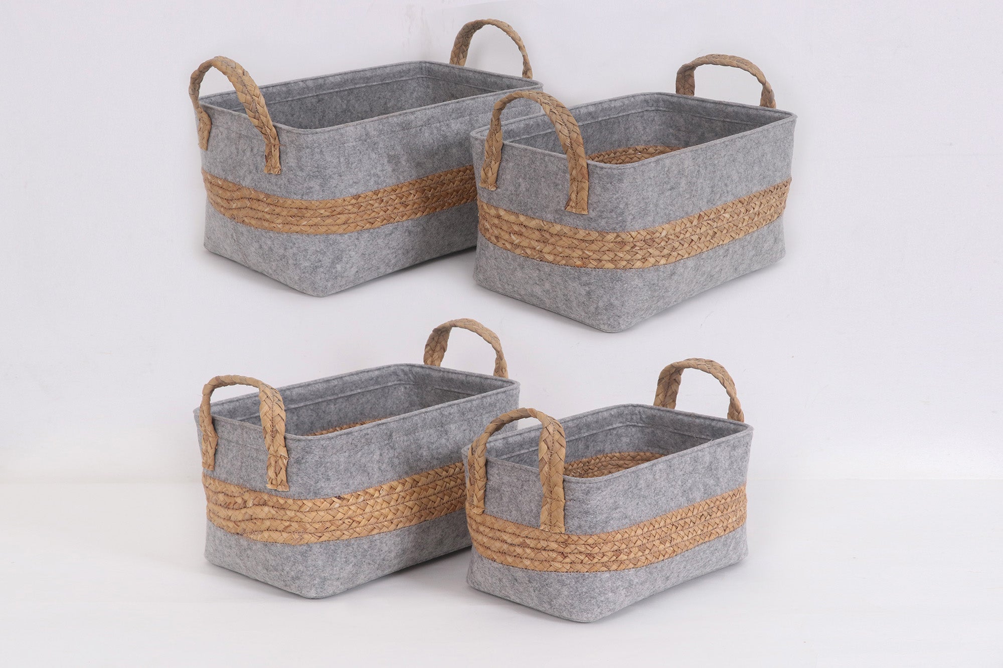 Woven Storage Baskets with Handles Set of 4 Decorative Bins