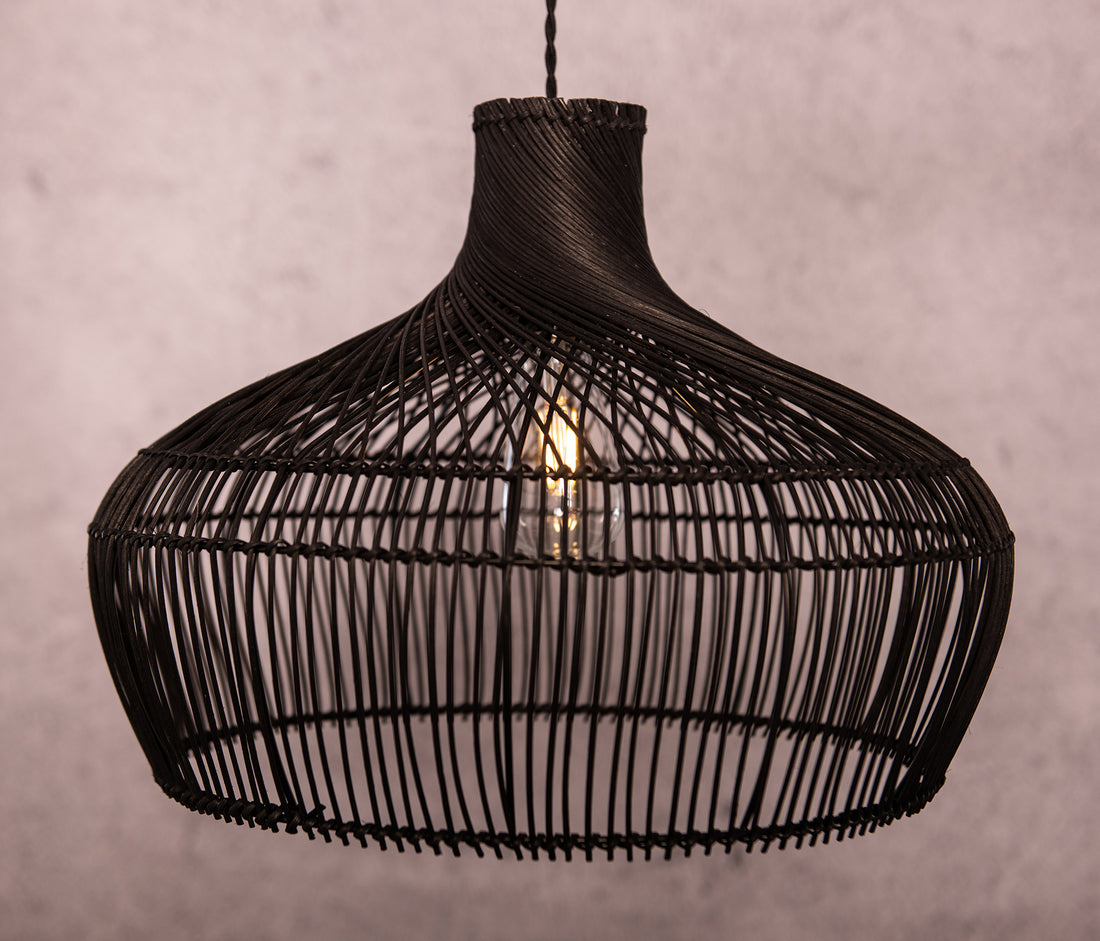 Bohemian Modern Hand-woven Rattan Pendant Light Farmhouse Coastal Hang