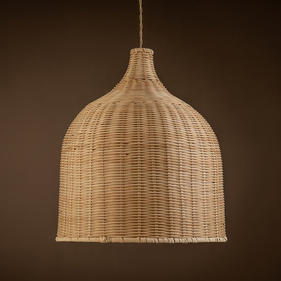 Created with a natural woven rattan design and a dome shape
