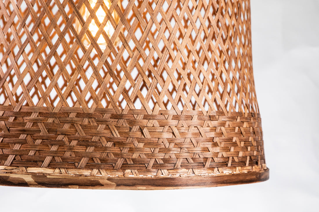 An entirely handmade rattan pendant light with cylinder shape pendant ...