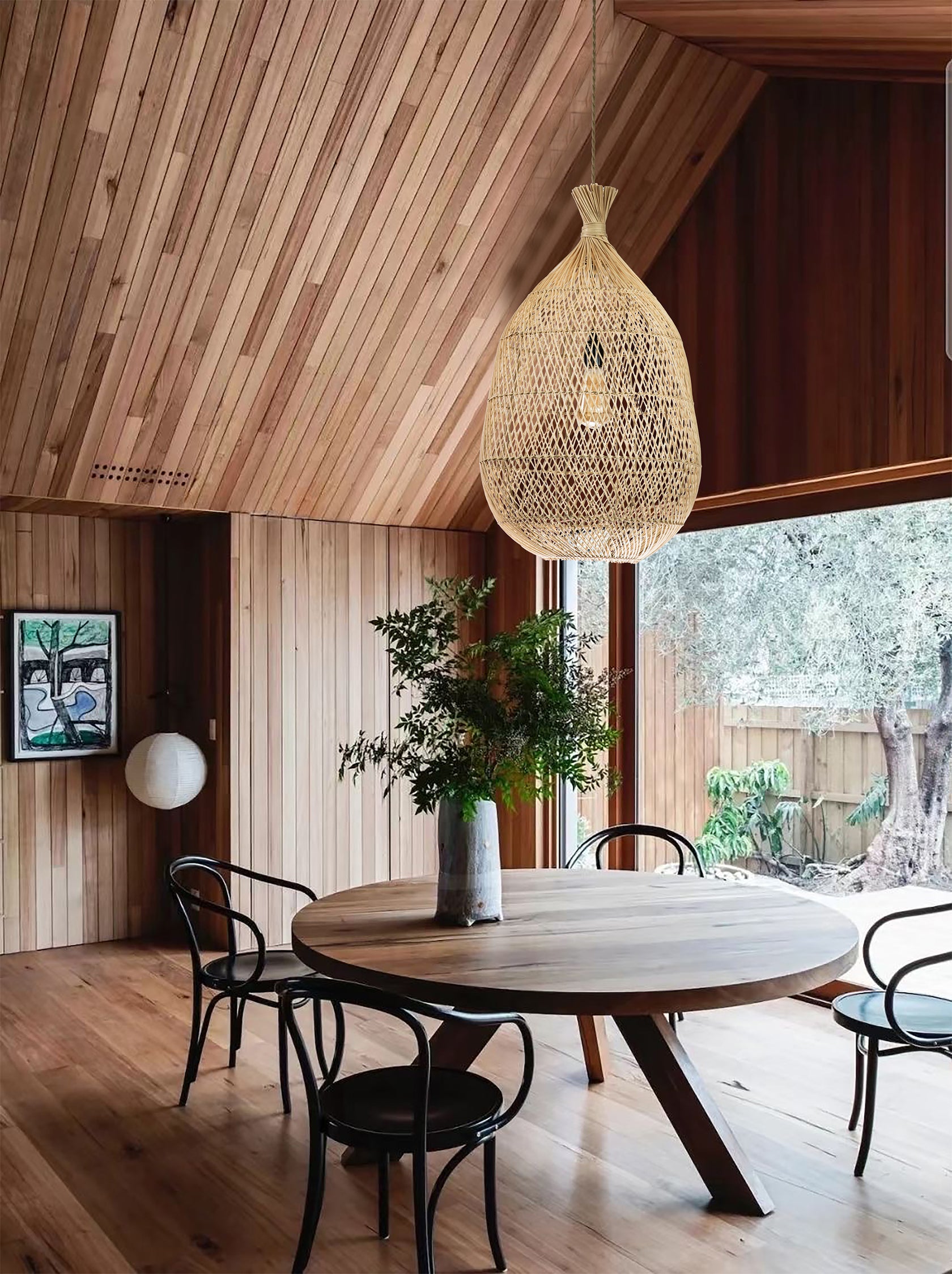 Crafted from Rattan, this 1light pendant brings a splash of streamlined ...